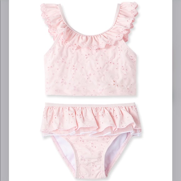 Little Me | Swim | Little Me Eyelet Swimsuit 2 Piece Back Bow Blush ...